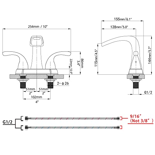 Waterfall Bathroom Faucet FRANSITON Bathroom Sink Faucet 4 Inch 2 Handle 3 Hole w/Pop Up Drain, Lead-Free Faucet for Bathroom Sink, Oil Rubbed Bronze Lavatory Faucet Basin Faucet Mixer Taps