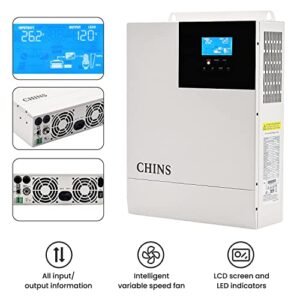 24V 3000W Inverter, Including Solar Controller, Pure Sine Maximum Off-Grid Smart Integrated Machine, Suitable for 24V Lead-Acid/Lithium Battery