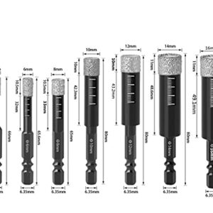 Szliyands Dry Diamond Drill Bits Set 2 Packs for Granite Porcelain Tile Ceramic Marble Size (10mm), with Quick Change Hex Shank Diamond Drill Bits