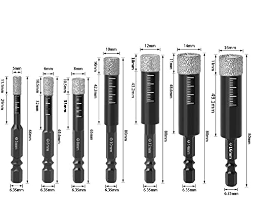 Szliyands Dry Diamond Drill Bits Set 2 Packs for Granite Porcelain Tile Ceramic Marble Size (10mm), with Quick Change Hex Shank Diamond Drill Bits