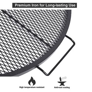 Lineslife X-Marks Fire Pit Cooking Grill Grates Portable, Heavy Duty Folding Round Campfire Grill Grate, Firepit Grill Grate with Handles for Outdoor BBQ Picnic, Black 36 Inch