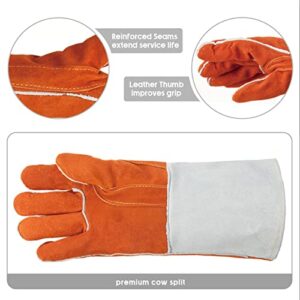 ANDANDA Leather Forge Welding Gloves, 13" Fire/Heat Resistant Gloves, Premium Split Leather, Aramid Stitching, Welding Gloves Provides Flames, Sparks and Welding Spatter Protection, Large/1 pair