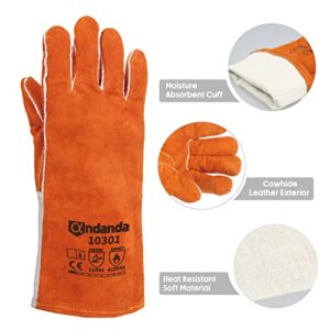 ANDANDA Leather Forge Welding Gloves, 13" Fire/Heat Resistant Gloves, Premium Split Leather, Aramid Stitching, Welding Gloves Provides Flames, Sparks and Welding Spatter Protection, Large/1 pair