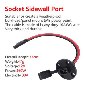 Billion wealth 2 Pack 11.8inch 10AWG SAE Power Socket Sidewall Port Cable with 8 Screws Compatible with Solar Generator