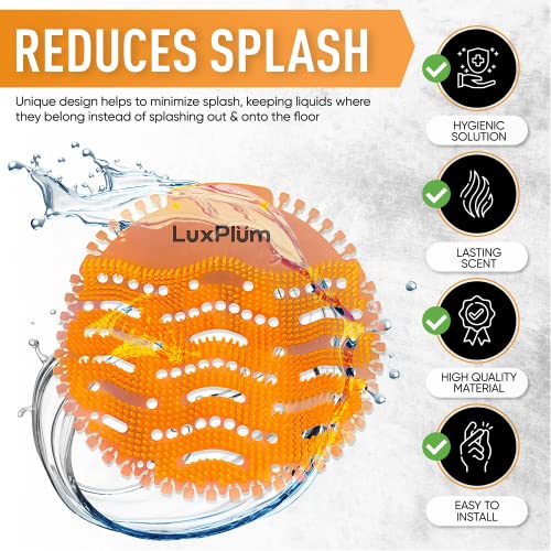 Urinal Screens Deodorizer -10 Pack Urinal Screen Cakes with Lemon & Orange Essential Oil Scents - Fits Wet & Dry Urinals - Splash Reducing Mats with Long Lasting Odor Freshener (Orange)