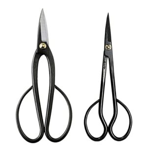 wazakura bonsai pruning scissors tool set made in japan, japanese trimming shears starter kit - ashinaga bonsai scissors and satsuki trimming scissors pack (ashinaga + satsuki bonsai scissors)