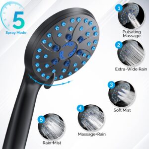 Shower Heads High Pressure with Spray, DOTTE Handheld Shower Head with Hose, Showerhead Built-in Power Wash to Clean Tub, Tile & Pets, Extra Long 6'5. Stainless Steel Hose, Wall & Overhead Brackets