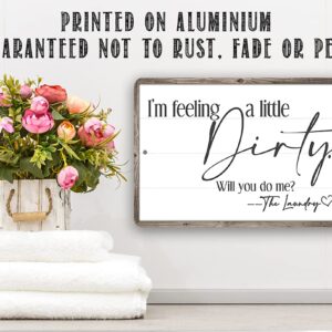 Laundry Room Decor and Accessories - I'm Feeling A Little Dirty - Metal Sign - Laundry Signs for Laundry Room Decor - Funny Laundry Room Sign - Laundry Decor for Laundry Room