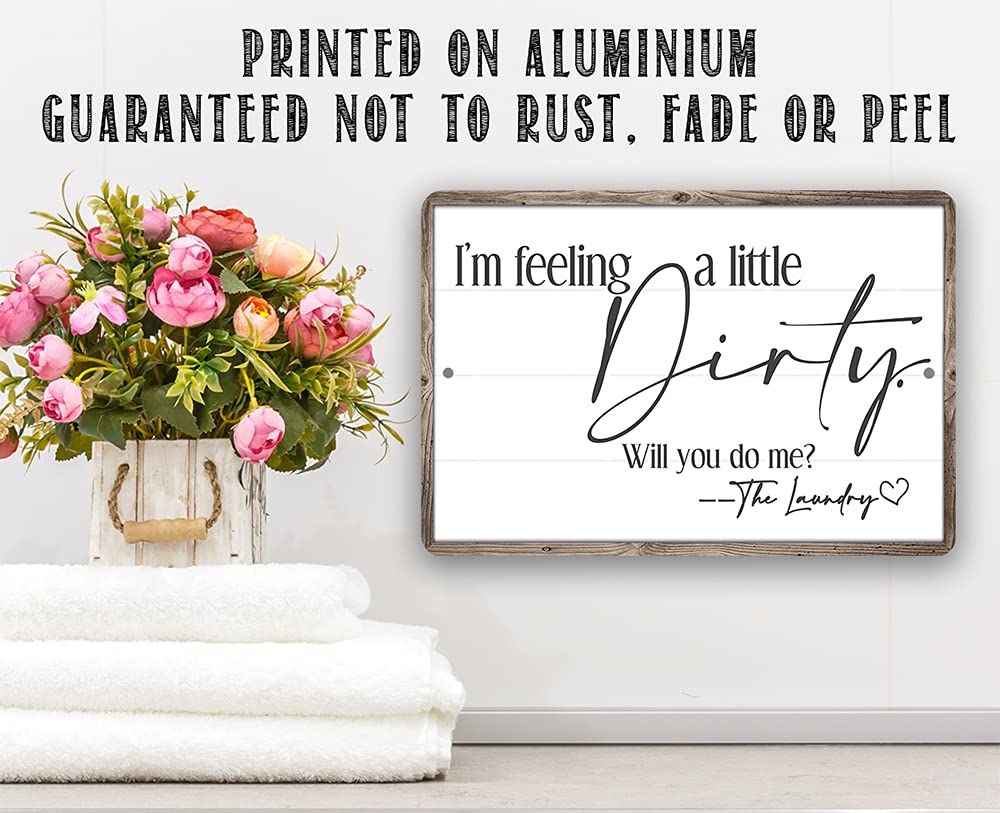 Laundry Room Decor and Accessories - I'm Feeling A Little Dirty - Metal Sign - Laundry Signs for Laundry Room Decor - Funny Laundry Room Sign - Laundry Decor for Laundry Room