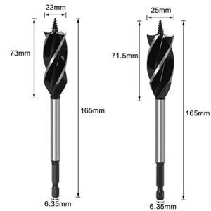 Baorder 6Pcs Auger Drill Bits,High-Carbon Steel Four Slot Wood Drill Bit Set for DIY Woodworking Hole Opening Drilling Tools (14mm, 16mm, 18mm, 20mm, 22mm, 25mm)