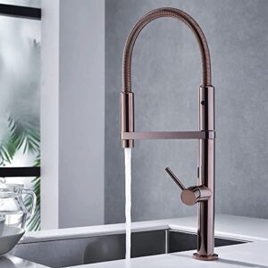 jiayoujia kitchen faucet with pull down sprayer high arc dual-mode pull out kitchen sink faucet single handle lever (rose gold)