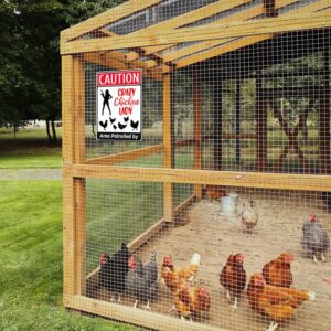 Bestylez Area Patrolled by Chicken Lady - Crazy Chicken Lovers Gag Gifts - Funny Farm Yard Fence Chicken Coop Caution Sign Outdoor Decor 12" * 8" (052)