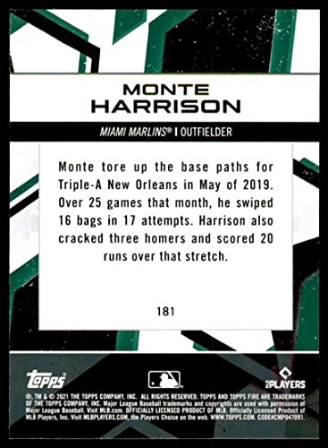 2021 Topps Fire #181 Monte Harrison NM-MT RC Rookie Miami Marlins Baseball