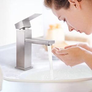 Bathroom Sink Faucets Single Handle, Brushed Nickel Bathroom Sink Faucets for Sink 1 Hole