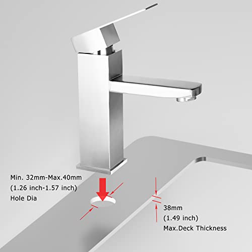 Bathroom Sink Faucets Single Handle, Brushed Nickel Bathroom Sink Faucets for Sink 1 Hole