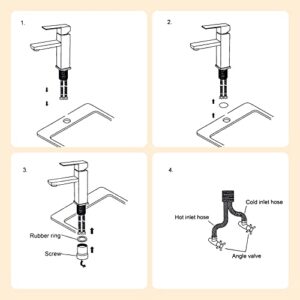 Bathroom Sink Faucets Single Handle, Brushed Nickel Bathroom Sink Faucets for Sink 1 Hole