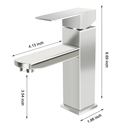 Bathroom Sink Faucets Single Handle, Brushed Nickel Bathroom Sink Faucets for Sink 1 Hole