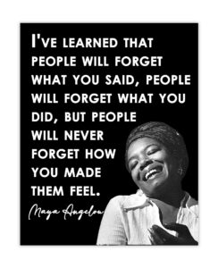 inspirational wall art poster "people will forget…", maya angelou 8x10 black, motivational wall art & positive affirmations wall decor for bedroom, teen girl, boy & office decor for men, women