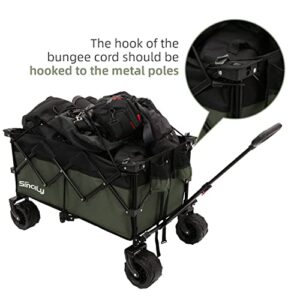 Sincely Heavy Duty Folding Utility Wagon Outdoor Garden Camping Wagon Portable Beach Cart Large Capacity with Cover Bag&2 Bungee Cords …