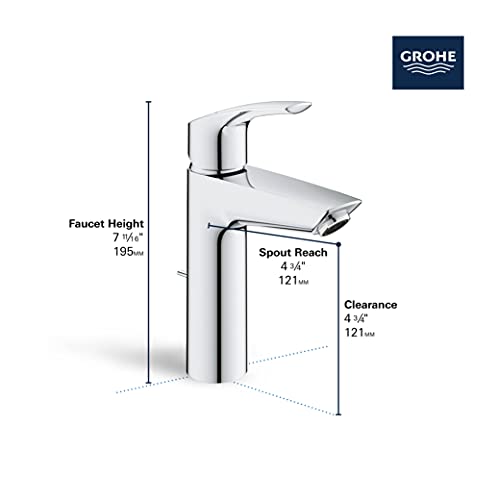 GROHE 23990003 Eurosmart, Single Hole Single-Handle M-Size Bathroom Faucet 1.2 GPM, Chrome