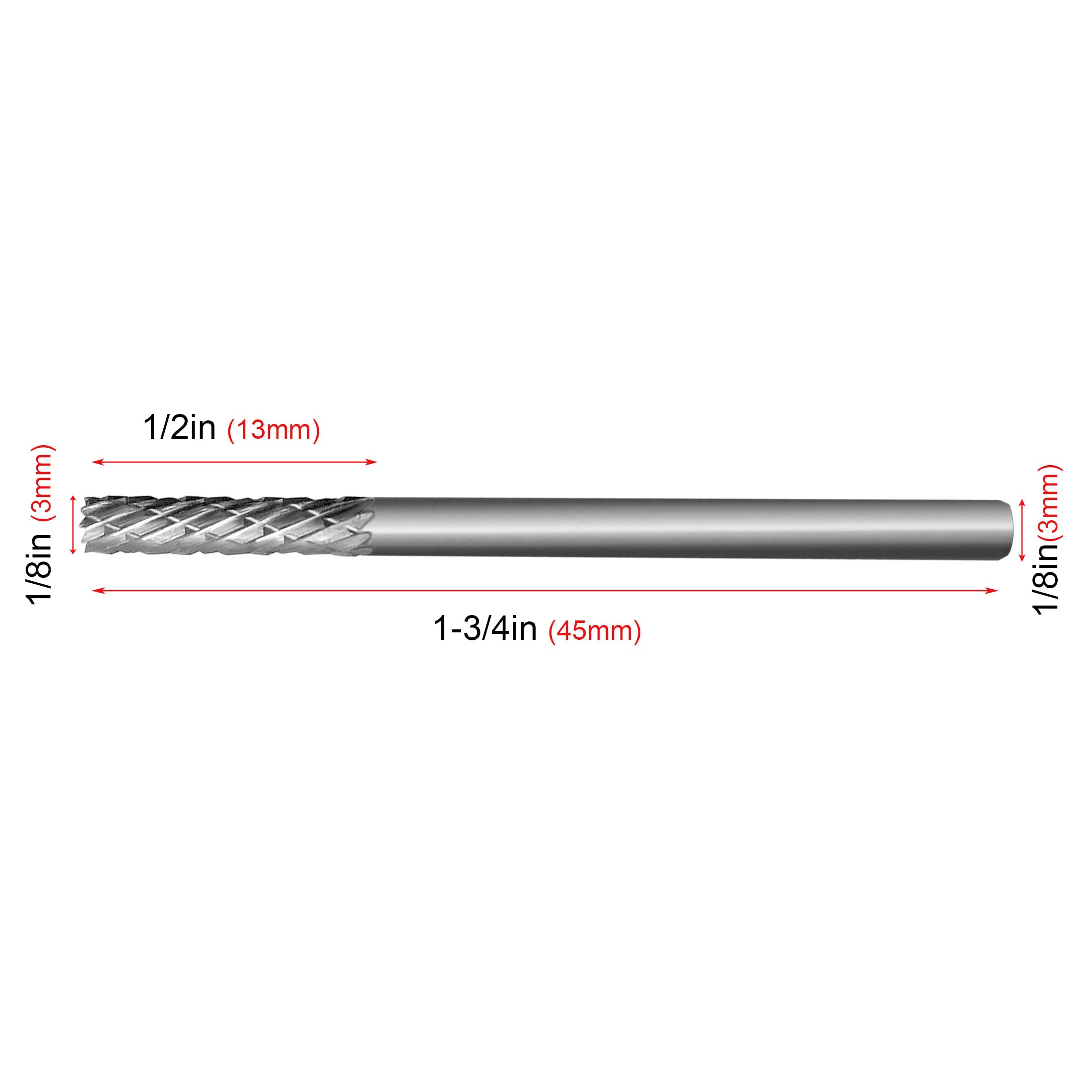 HAUTMEC Cylinder Tungsten Rotary File Carbide Burr 1/4'' Shank,1/4'' Head Length Double Cut for Woodworking,Drilling, Metal Carving, Engraving, Polishing HT0196-MC