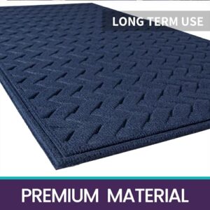 DEXI Front Door Mat Outdoor Entrance Doormat Heavy Duty Floor Rug, Waterproof Low-Profile,17"x29", Navy Wave