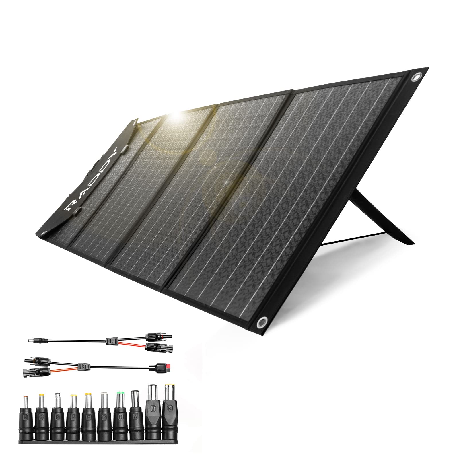 Raddy SP120 120W Portable Solar Panel for Power Station Solar Generator, Foldable Solar Charger Power Supply Kit with USB-C, for RV Camping, Off-Grid Outdoor Black