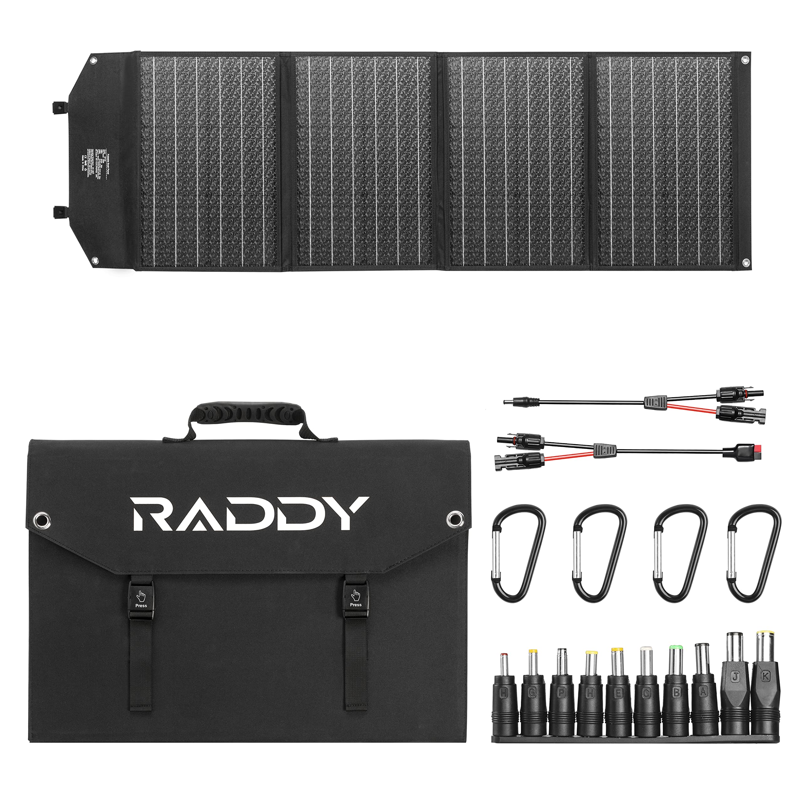 Raddy SP120 120W Portable Solar Panel for Power Station Solar Generator, Foldable Solar Charger Power Supply Kit with USB-C, for RV Camping, Off-Grid Outdoor Black