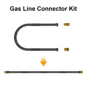 AJinTeby Gas Line Flex Connectors for Fire Pit, Fireplace Flexible Gas Line, 18 Inch Non-Whistle Flexible Flex Gas Connector Kit for NG or LP Fireplaces