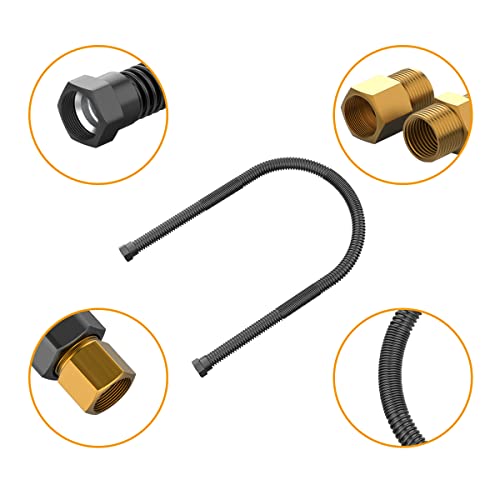 AJinTeby Gas Line Flex Connectors for Fire Pit, Fireplace Flexible Gas Line, 18 Inch Non-Whistle Flexible Flex Gas Connector Kit for NG or LP Fireplaces