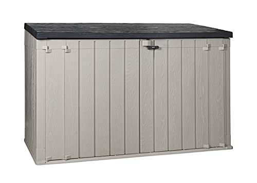 Toomax Stora Way All-Weather Outdoor XL Horizontal Storage Shed Cabinet for Trash Can, Garden Tools, & Yard Equipment, Taupe Gray/Anthracite