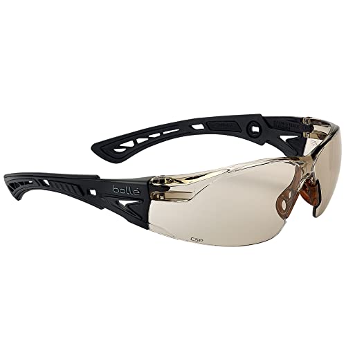 Bollé Safety Standard Issue, RUSH+ SMALL Eye Protection for Military, Tactical and First Responders with Platinum Anti-Fog Coating, Matte Black Frame/CSP lenses