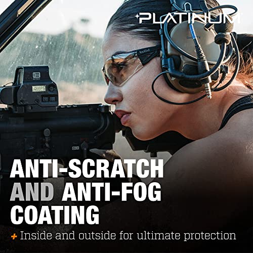 Bollé Safety Standard Issue, RUSH+ SMALL Eye Protection for Military, Tactical and First Responders with Platinum Anti-Fog Coating, Matte Black Frame/CSP lenses