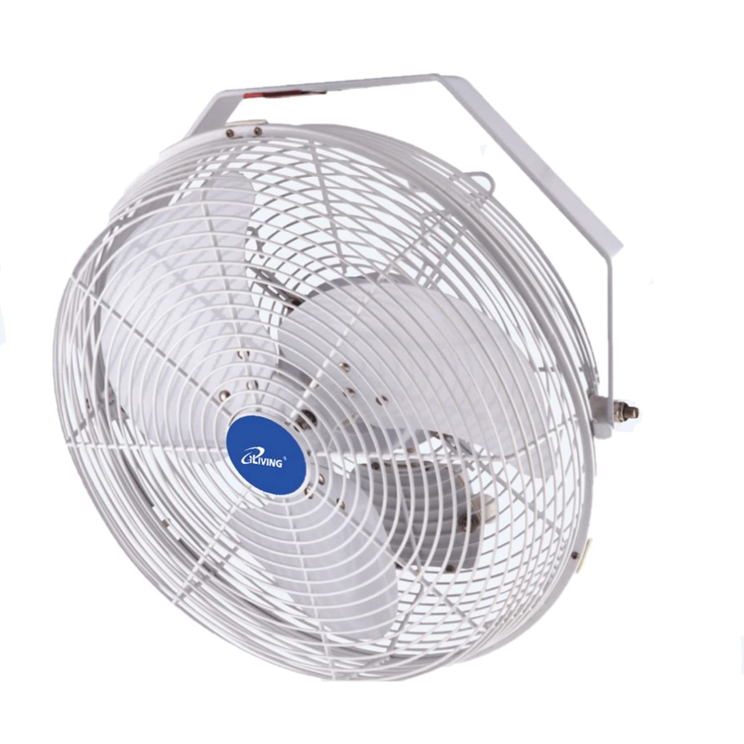 iLiving ILG8E18-15w 18 Inch Wall Mounted Adjustable Outdoor Waterproof Fan for Patio, Greenhouse, Garage, Workshop, and Loading Dock, White