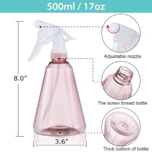 Spray Bottles Pack of 5 Water Squirt Bottle 17 oz Adjustable Empty Plastic Storage Container for Cleaning Solutions, Gardening, Pets, Plants, Hair Misting, Leak Proof, BPA Free, 5 Colors