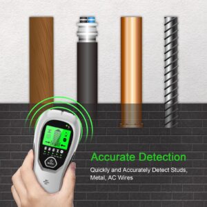 Stud Finder Wall Scanner, M MARSIAN 5 in 1 Electronic Stud Locator with Auto Calibration, LCD Display and Sound Warning, Beam Finder Center Finding for Wood Metal Studs AC Wire Detection