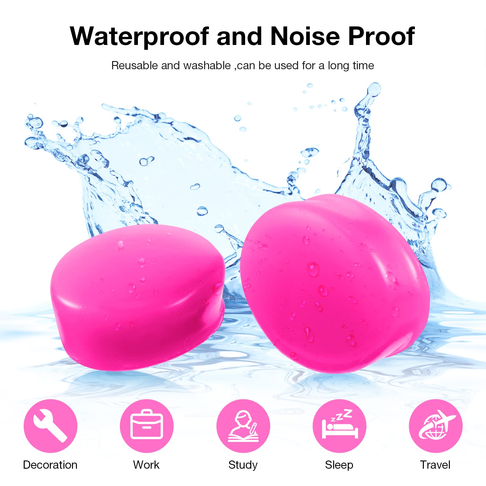 21 Pairs Ear Plugs for Sleeping Soft Reusable Moldable Silicone Earplugs Noise Cancelling Earplugs Sound Blocking Ear Plugs with Case for Swimming, Concert Airplane 32dB NRR (Blue, Orange, Rose Red)