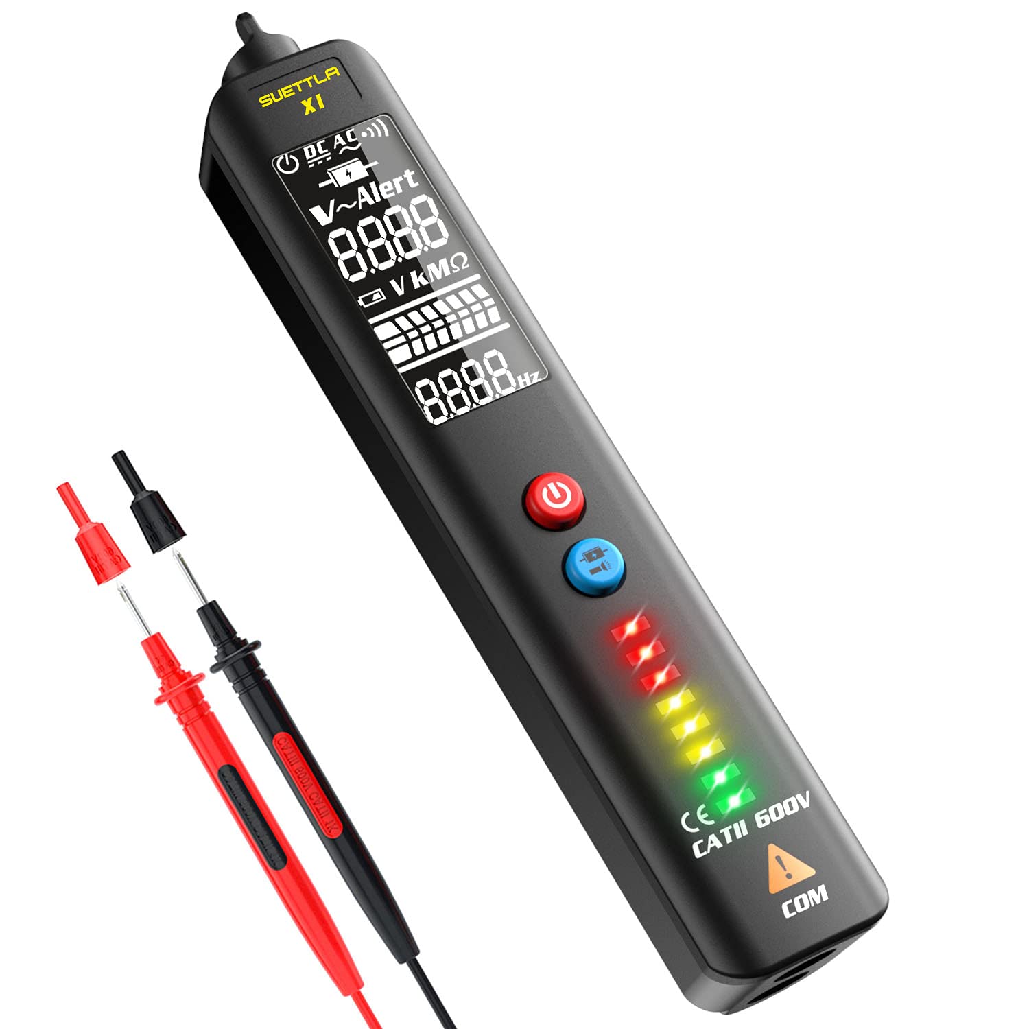 Voltage Tester Multimeter, Non-Contact Voltage Detector 6V/90V-1000V Dual Range with LCD Display Buzzer Alarm for Live/Null Wire Breakpoint Finder Outlet Volt Measure, SUETTLA X1 Electrical Tester Pen