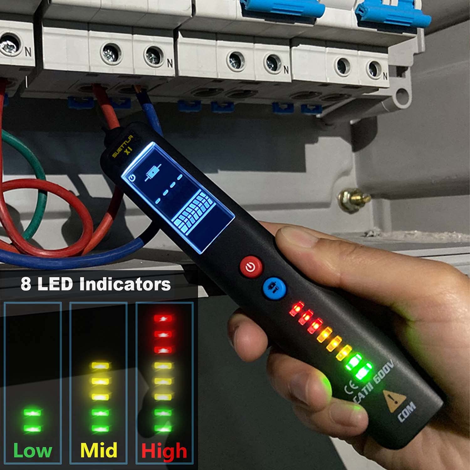 Voltage Tester Multimeter, Non-Contact Voltage Detector 6V/90V-1000V Dual Range with LCD Display Buzzer Alarm for Live/Null Wire Breakpoint Finder Outlet Volt Measure, SUETTLA X1 Electrical Tester Pen