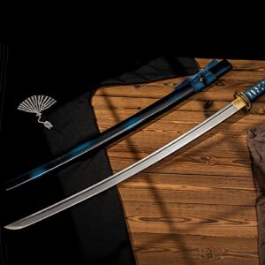 DISPATCH Handmade Samurai Sword, 40 inch 1060 High Carbon Steel, Damascus Steel, Forged Samurai Sword, Full Tang Dynasty, Clay Tempered