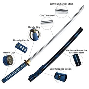 DISPATCH Handmade Samurai Sword, 40 inch 1060 High Carbon Steel, Damascus Steel, Forged Samurai Sword, Full Tang Dynasty, Clay Tempered