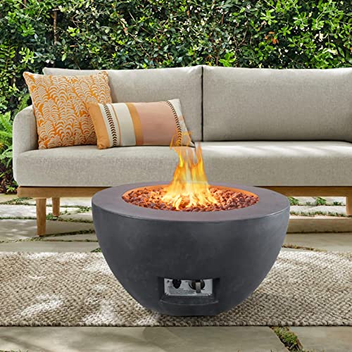 Kante Concrete Round Fire Table 25", 50000 BTU Outdoor Propane Fire Pit Table, Gas Fire Pits for Outside Patio, Smokeless Fire Pit and Outdoor Fire Pits, Charcoal