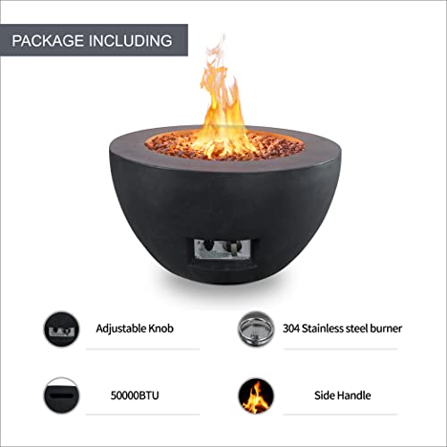 Kante Concrete Round Fire Table 25", 50000 BTU Outdoor Propane Fire Pit Table, Gas Fire Pits for Outside Patio, Smokeless Fire Pit and Outdoor Fire Pits, Charcoal