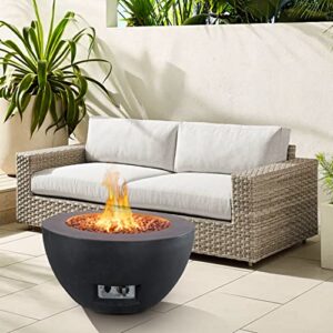 Kante Concrete Round Fire Table 25", 50000 BTU Outdoor Propane Fire Pit Table, Gas Fire Pits for Outside Patio, Smokeless Fire Pit and Outdoor Fire Pits, Charcoal