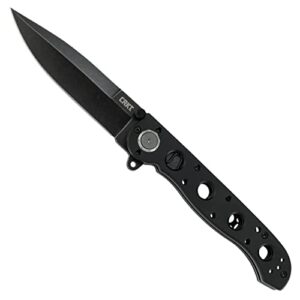 crkt m16-03db folding pocket knife: assisted opening edc, deadbolt lock, d2 stonewash blade, reversible pocket clip stonewash blade, aluminum handle