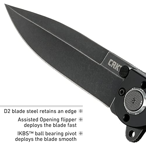 CRKT M16-03DB Folding Pocket Knife: Assisted Opening EDC, Deadbolt Lock, D2 Stonewash Blade, Reversible Pocket Clip Stonewash Blade, Aluminum Handle