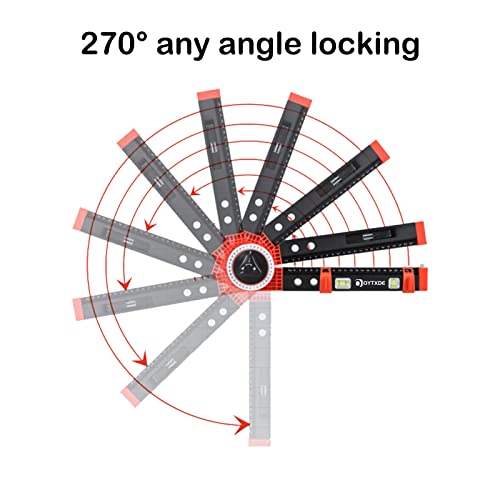 14 Inch Miter Saw Protractor Angle Finder Tools Angle Measuring Tool, Carpenter Tools 4 in 1 Compass, Multifunction Carpenter Tools Level Picture Hanging Tool Gifts for Men Husband Grandpa Dad