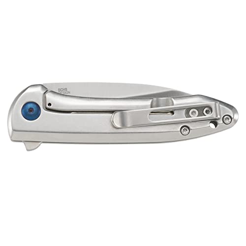 CRKT Delineation EDC Folding Pocket Knife: Assisted Opening Everyday Carry, Frame Lock, Stainless Steel Handle with Deep Carry Pocket Clip 5385,Silver