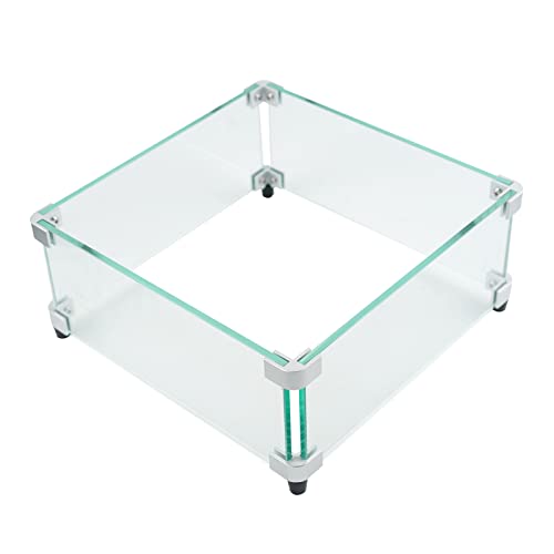 Fire Pit Wind Guard Square, 14 x 14 x 6 Inches Glass Wind Guard for Fire Pit Square