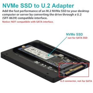 ADWITS 1 Pack U.2 to NVMe SSD Enclosure, U.2 (SFF-8639) to M.2 Key-M 2.5 Inch 7mm SSD Converter Caddy, Compatible with PCIe 3.0 4.0 NVMe & AHCI SSD - Black